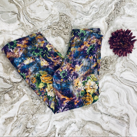miss cocoa | Pants & Jumpsuits | 0 Silk Floral Purple Multi Colored ...